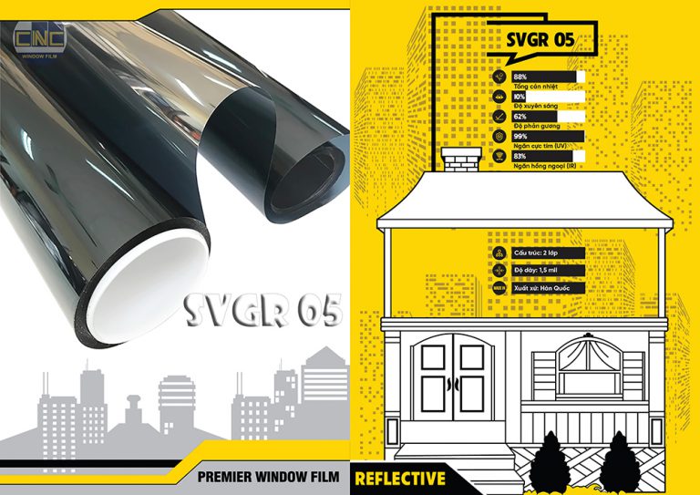 Phim cách nhiệt CNC SVGR 05 màu sắc Silver Gray cản nhiệt rất cao